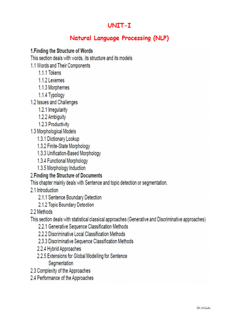 Unit I Nlp Pdf Morphology Linguistics Word