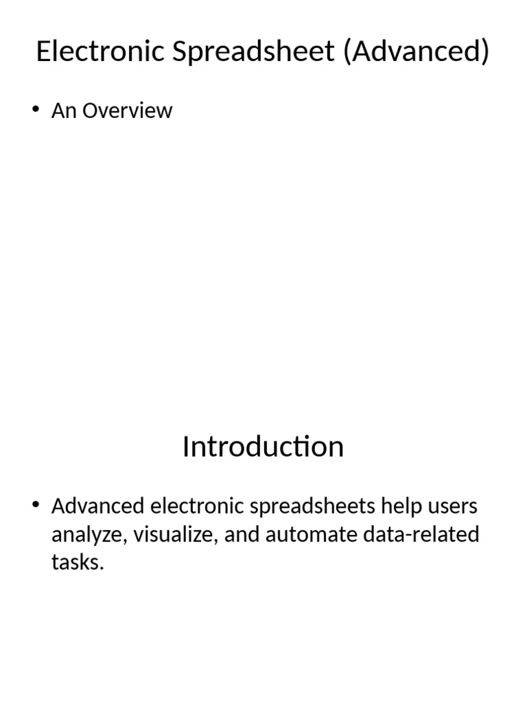Electronic Spreadsheet Advanced | PDF