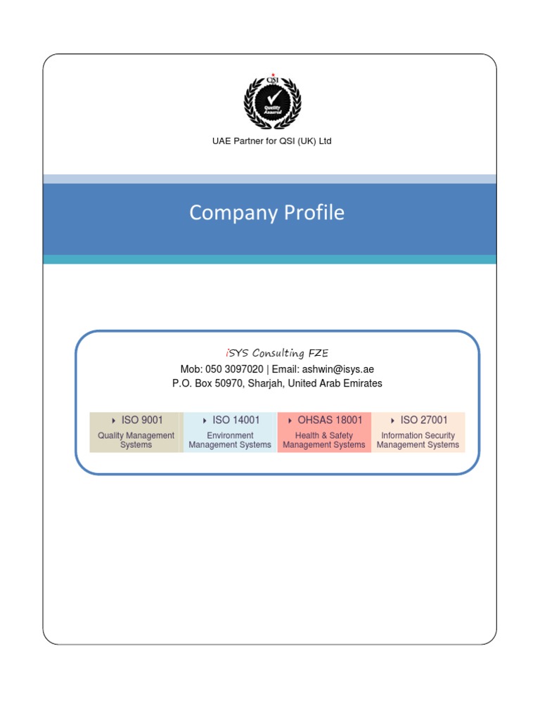 iSYS Company Profile QSI | PDF | Iso 9000 | Quality Management