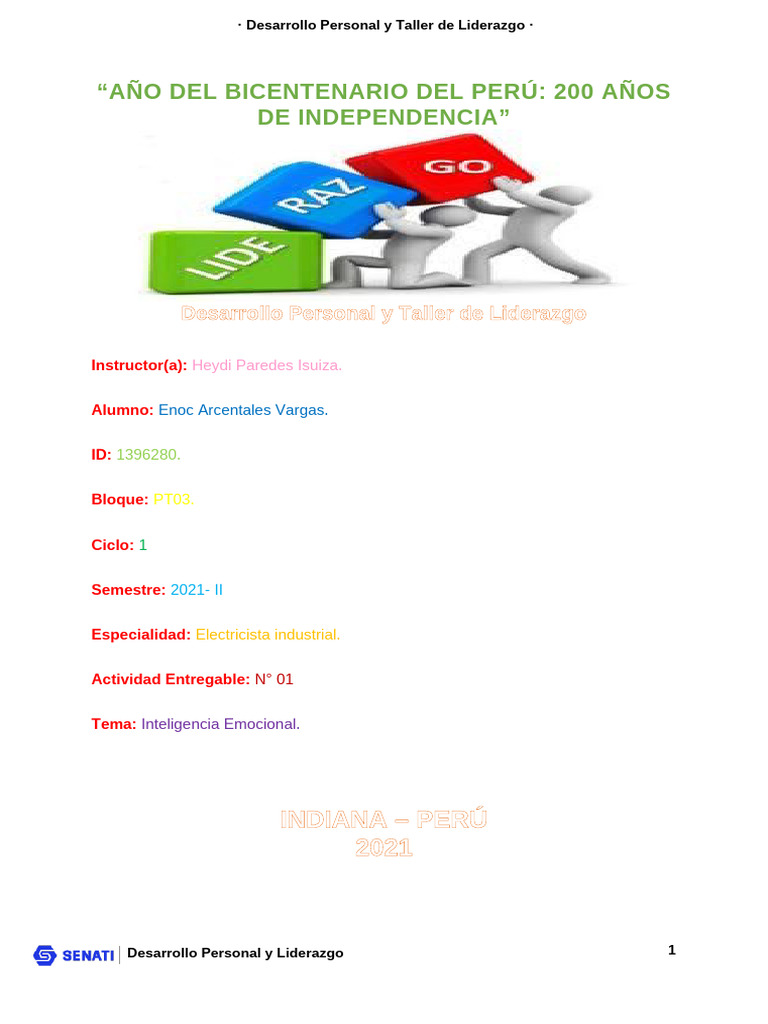 Spsu-862 - Actividad Entregable 001 - Desarrollo Personal y Taller de Liderazgo | PDF | Las ...