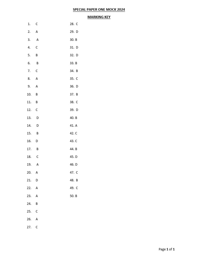 Grade 7 Special Paper 1 Answers | PDF