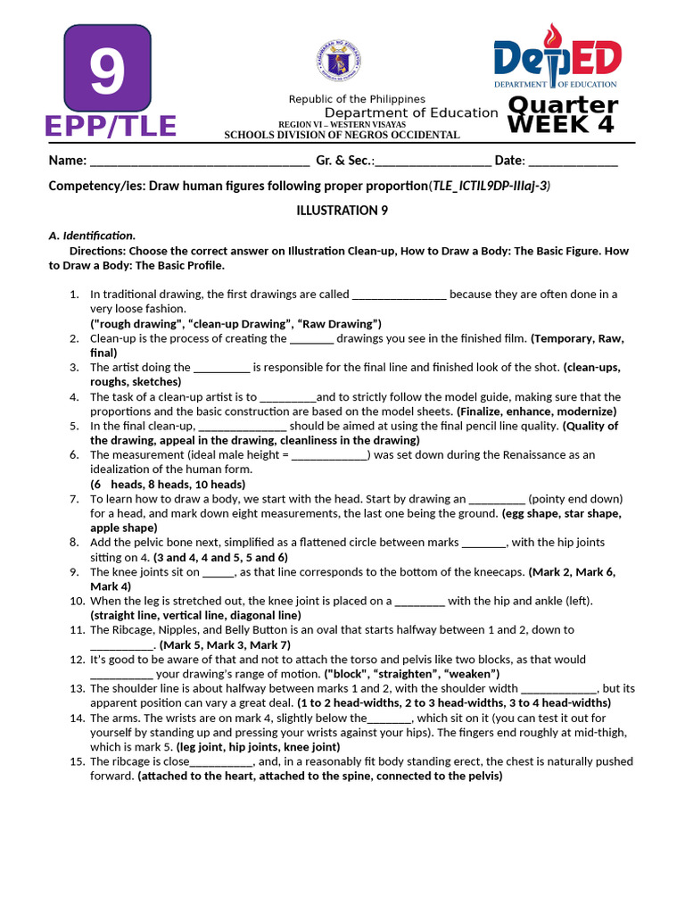 TLE9 Q3 Illustration ELK-Week-4f | PDF | Pelvis | Hip