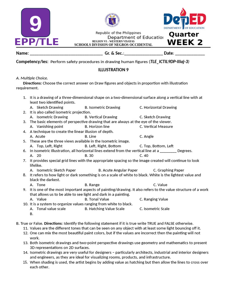TLE9 Q3 Illustration ELK-Week-2f | PDF | Drawing | Perspective (Graphical)