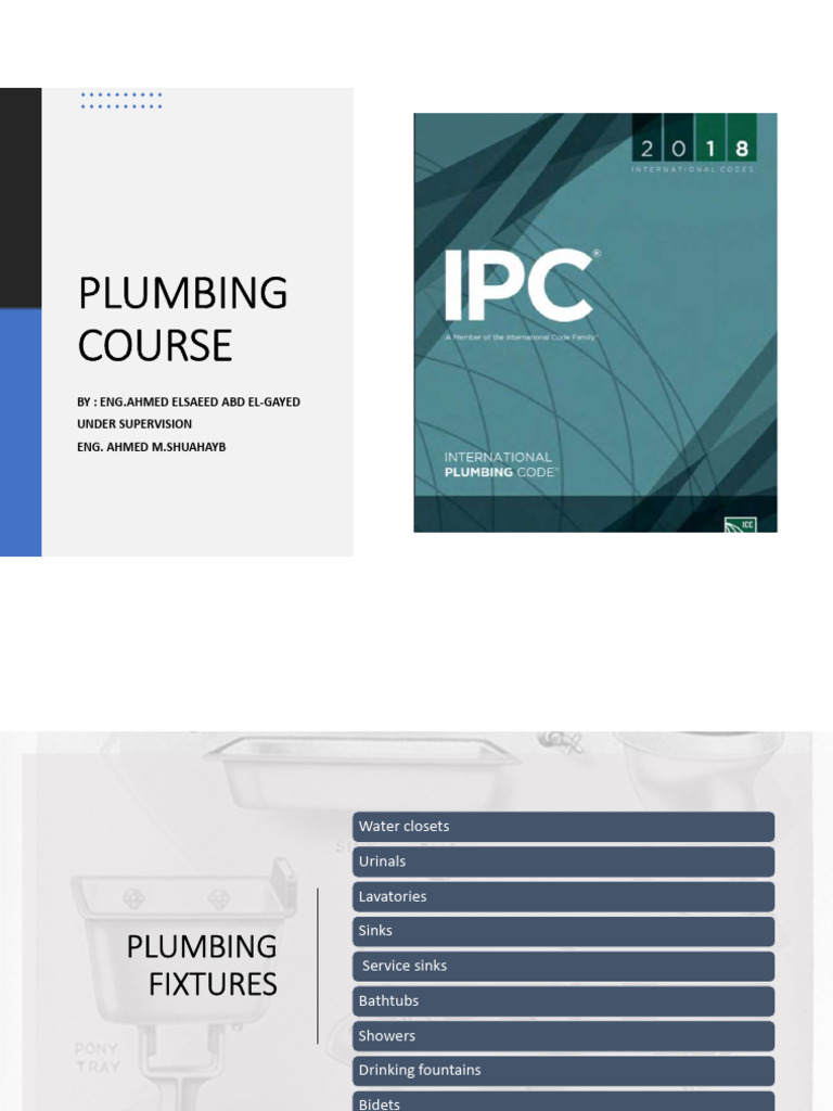 Plumbing Course Based On Ipc | PDF