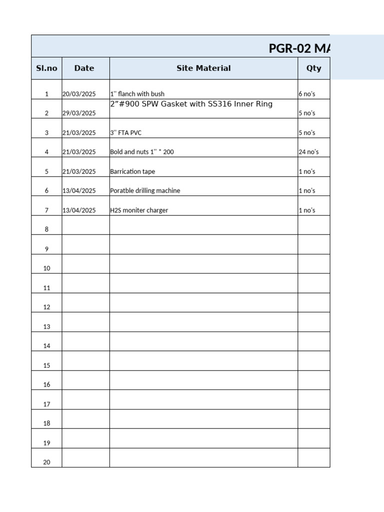 Material Log Note Oman System | PDF
