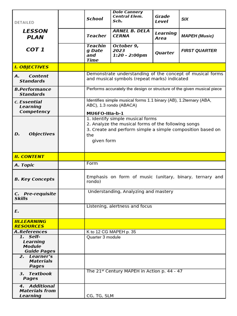 Detailed Lesson Plan Cot2 | PDF | Learning | Word