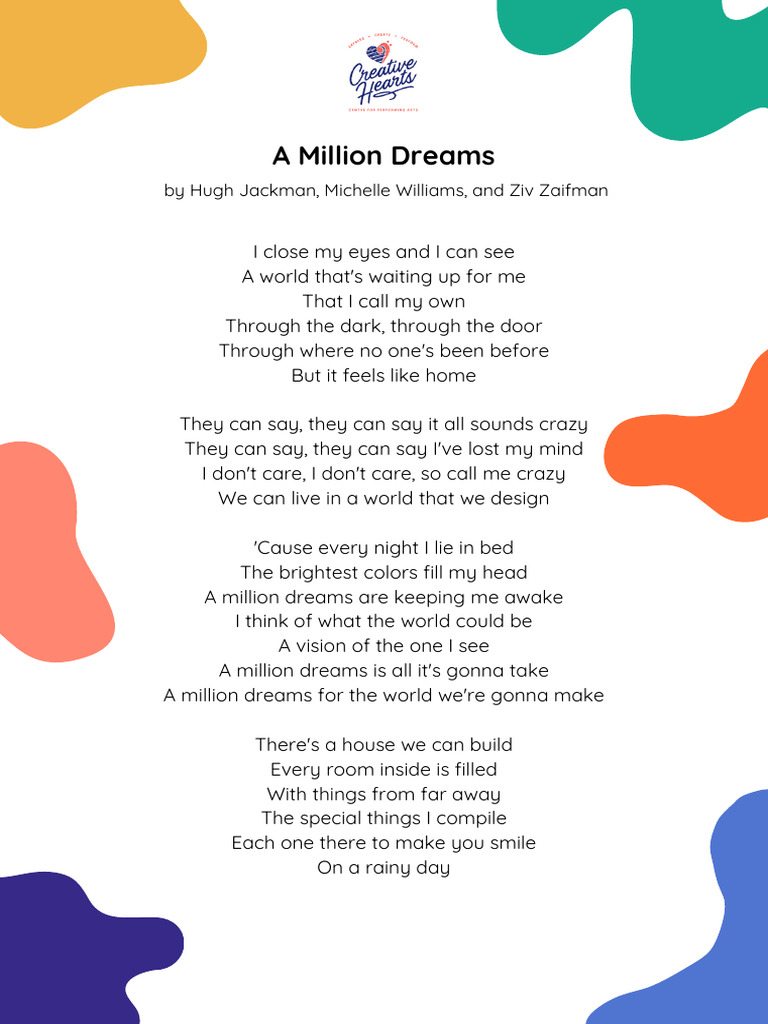 A Million Dreams - Lyric Sheet | PDF | Dream