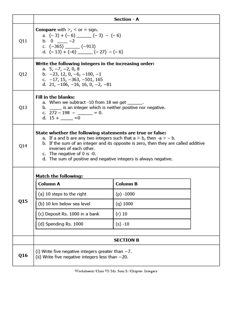 Class 6th Maths Worksheet | PDF | Mathematics | Arithmetic