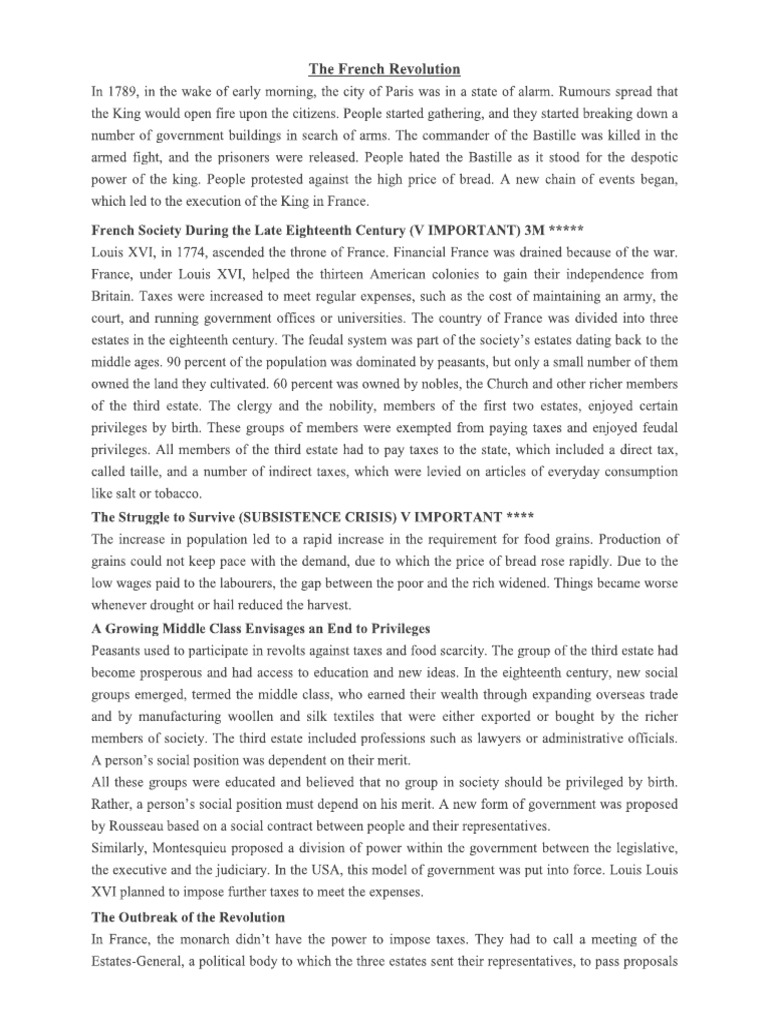 French Revolution Notes - 12-06-2025 | PDF