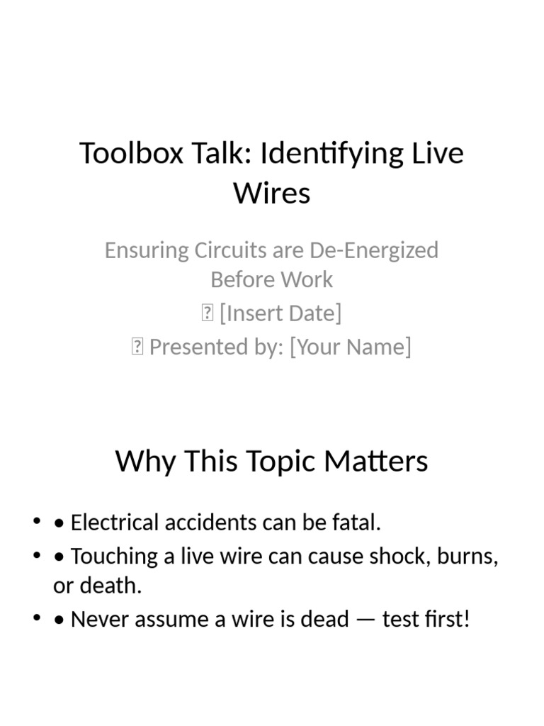 Live Wire Safety: Testing Procedures | PDF