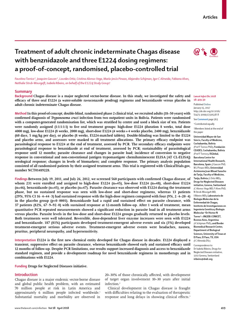 Treatment of Adult Chronic Indeterminate Chagas Disease With ...