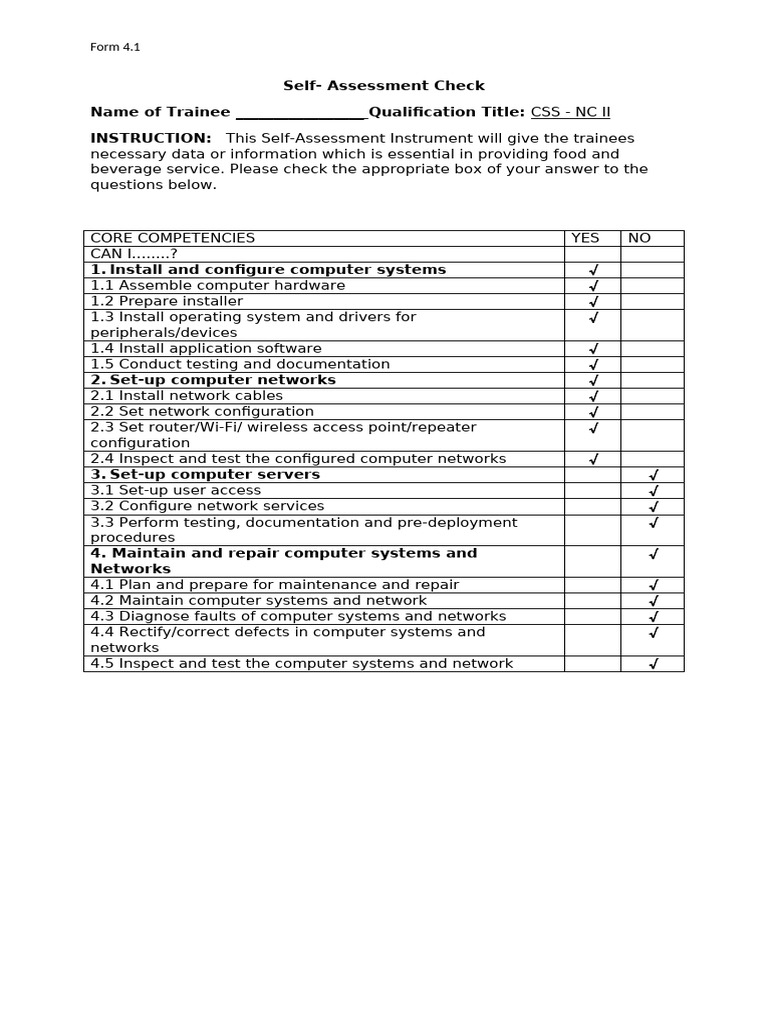 4.SELF Assessment Check | PDF | Computer Network | Computer Networking