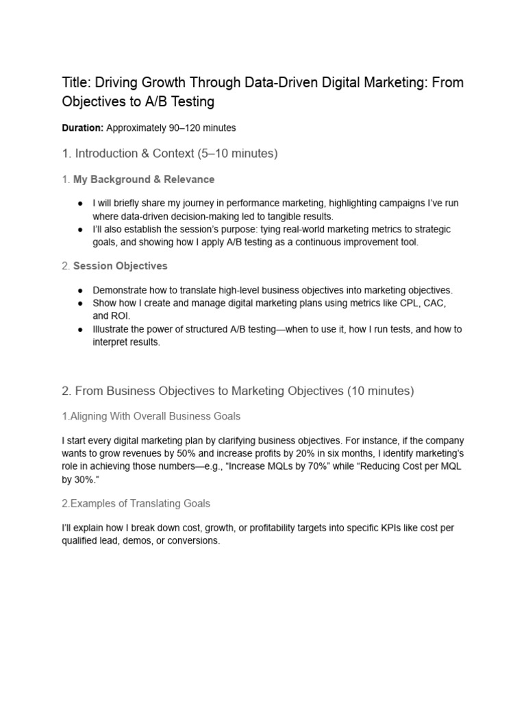 IIM Jammu Guest Lecture Outline - Ayan Ghosh | PDF | Marketing | Digital Marketing