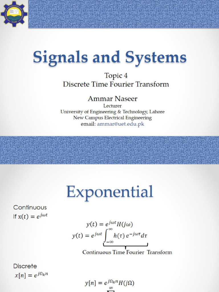Topic 4 - Discrete Time Fourier Transform | PDF