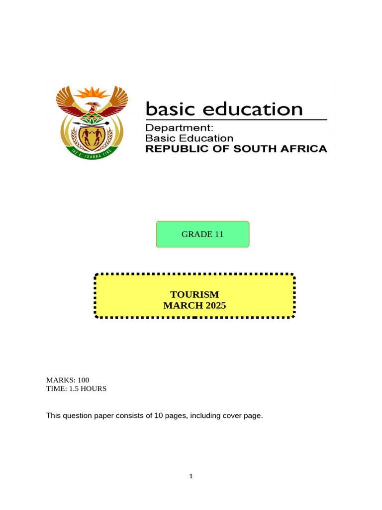Tourism Grade 11 March Test 2025-1-115452 | PDF | Transport | Aviation