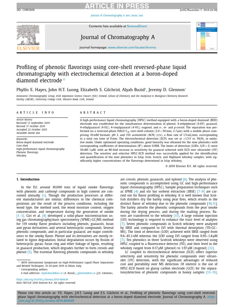 Profiling of Phenolic Flavorings Using Core-Shell Reversed-Phase Liquid | PDF | High Performance ...
