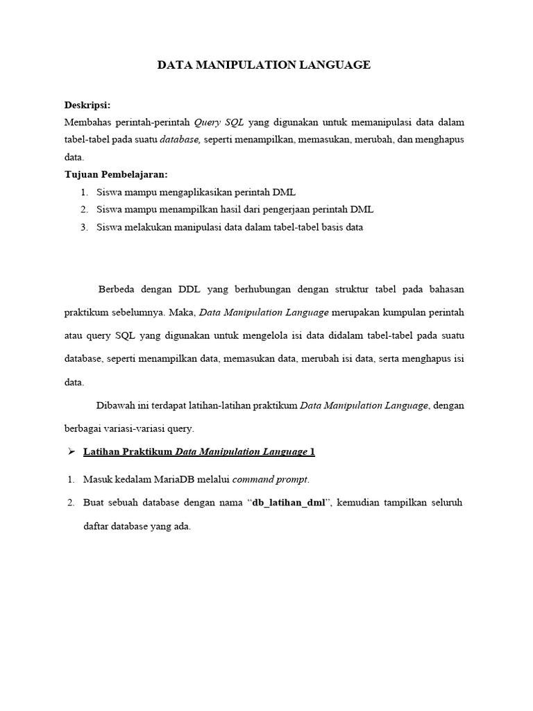 Data Manipulation Language | PDF