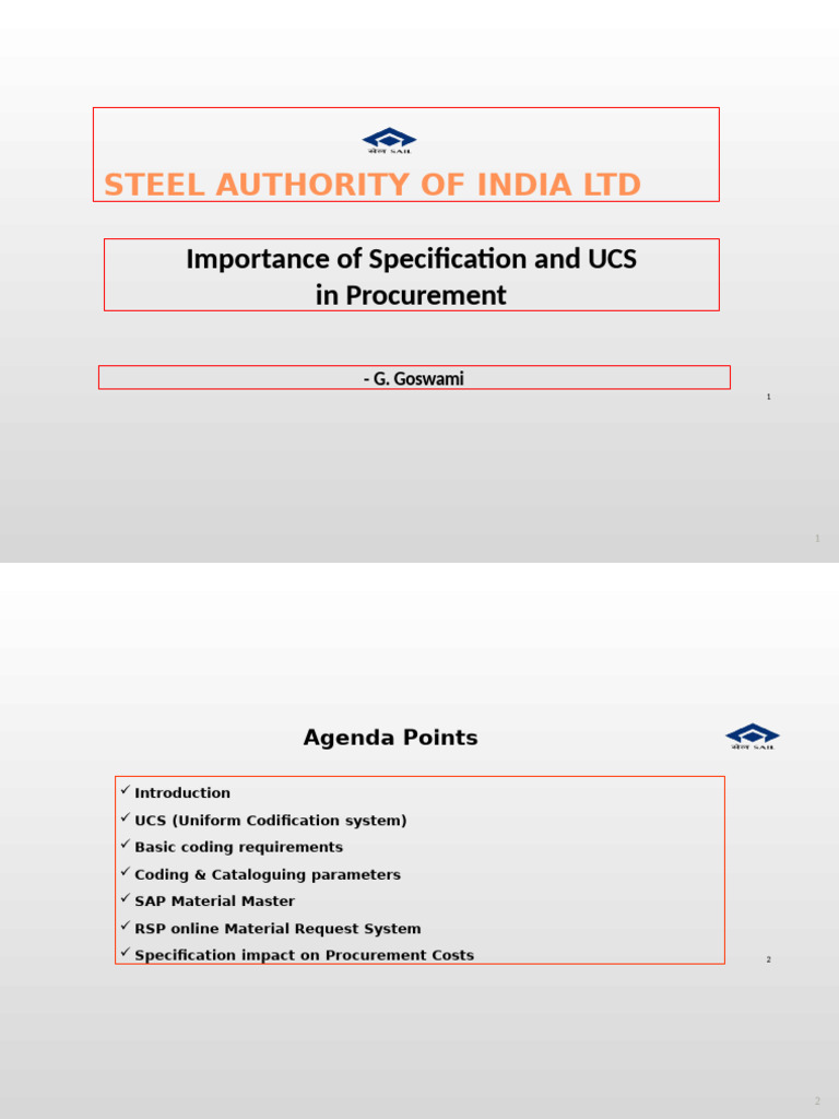 Importance of Specification and UCS in Procurement Process | PDF | Specification (Technical ...