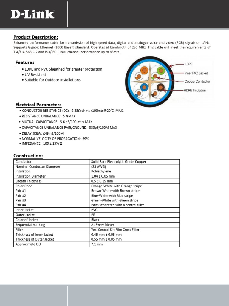 Outdoor Cat6 305mtr Cable | PDF | Electricity | Electrical Components