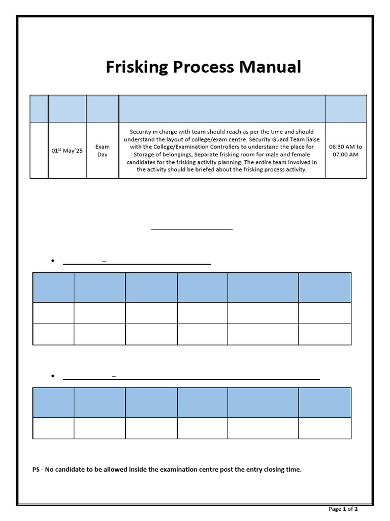 Frisking Process for Exam Security | PDF | Identity Document ...