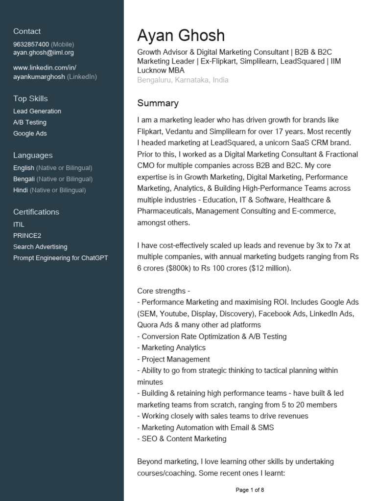 Ayan Ghosh LinkedIn Profile | PDF | Digital Marketing | Marketing