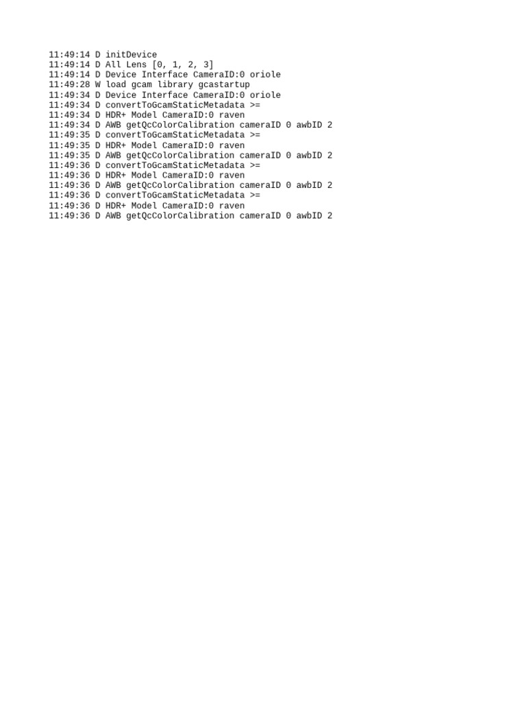 Camera Device Initialization Log | PDF