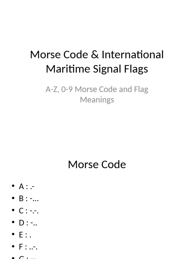 Morse Code and Maritime Signals | PDF