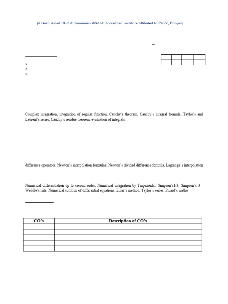 Syllabus (Mathematics - III) | PDF | Numerical Analysis | Complex Analysis