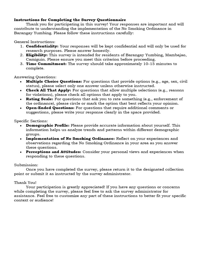 Survey Questionnaire 1 | PDF | Survey Methodology | Questionnaire