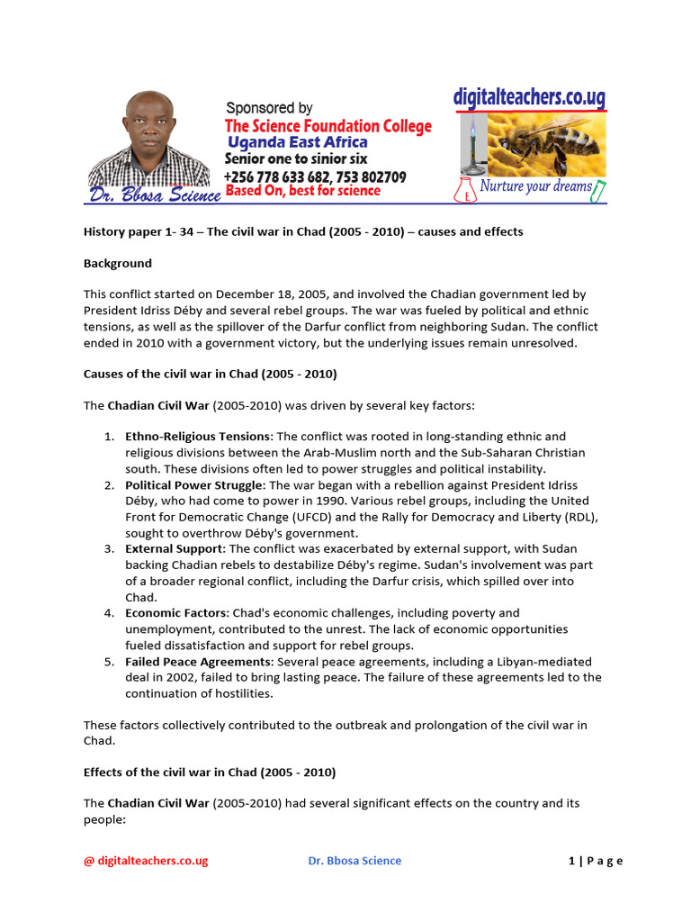 Chad Civil War 2005-2010: Causes & Effects | PDF | Chad | Conflicts
