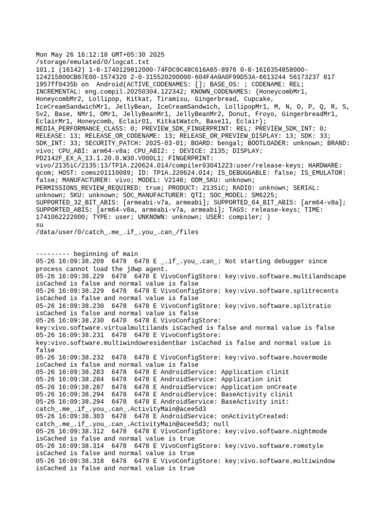 Logcat | PDF | Java (Programming Language) | Operating System Technology