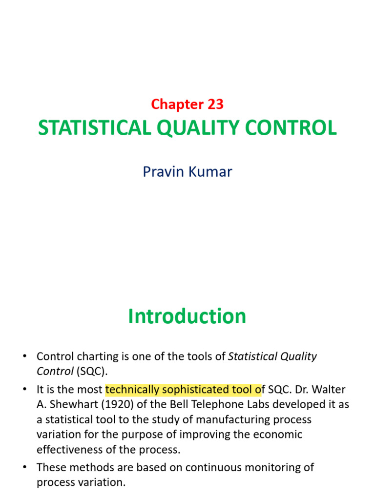 4 Statistical Quality Control | PDF | Standard Deviation | Sampling ...