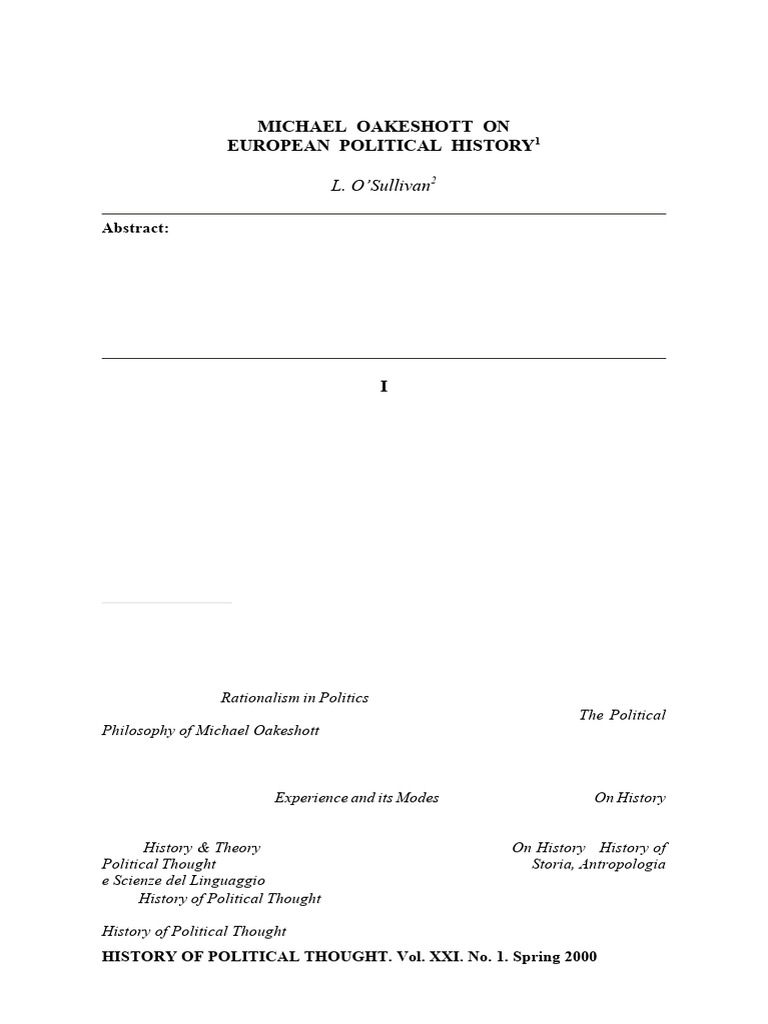 Oakeshott's Insights on European Politics | PDF | Michael Oakeshott ...