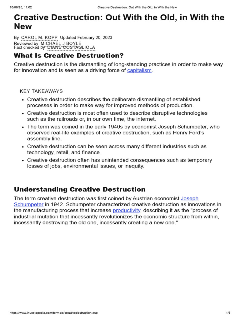 Understanding Creative Destruction Examples | PDF | Innovation ...