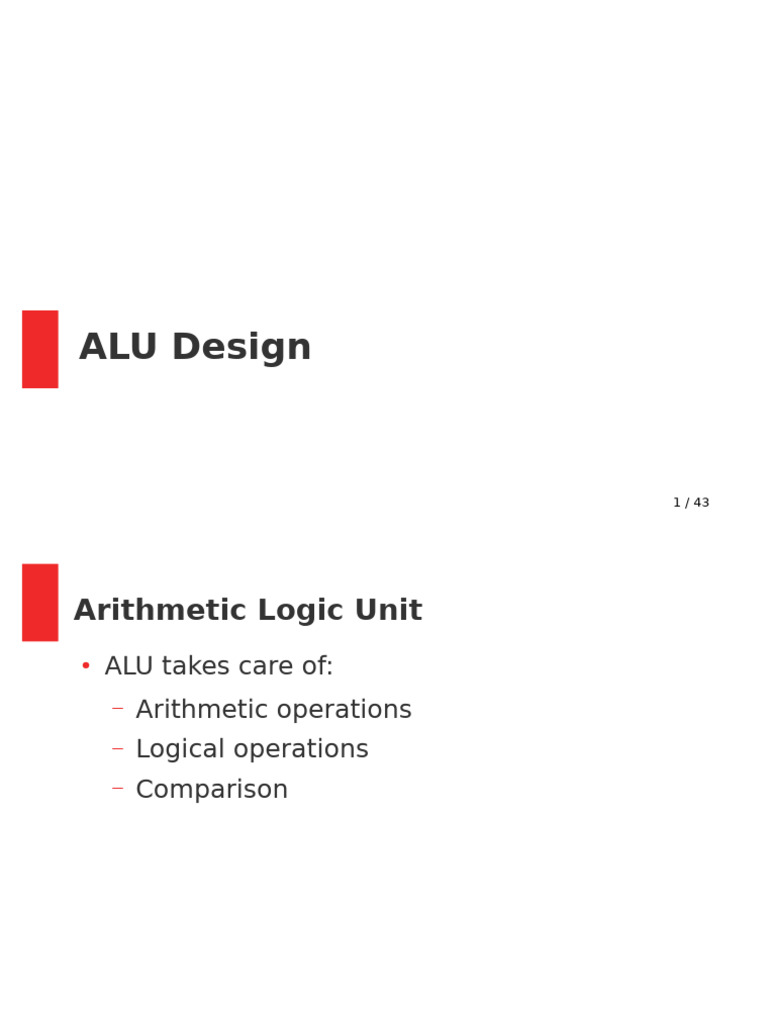 ALU Design: Operations and Control Signals | PDF | Digital Electronics ...
