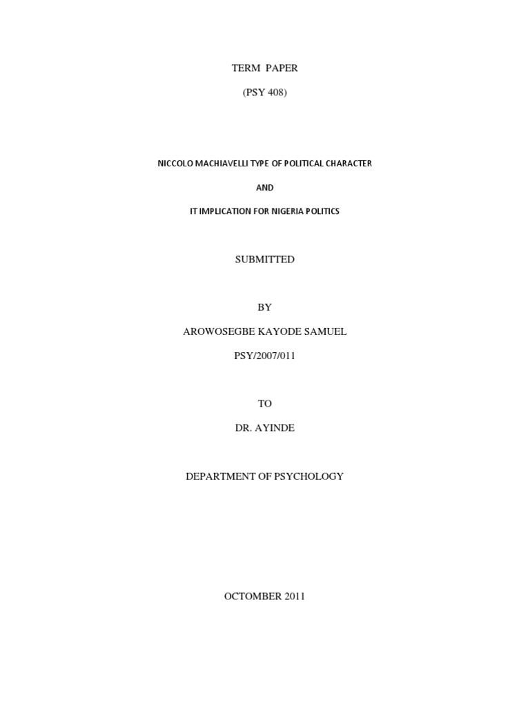 408 Assignment | PDF | The Prince | Niccolò Machiavelli