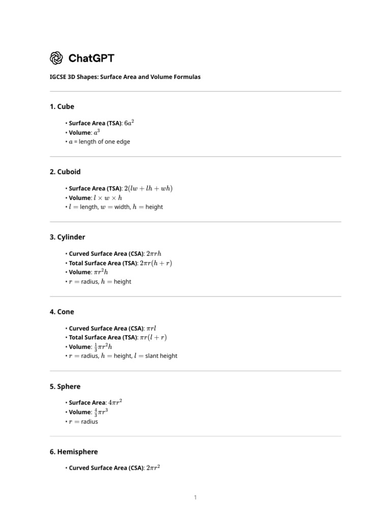 Igcse 3d Shapes | PDF