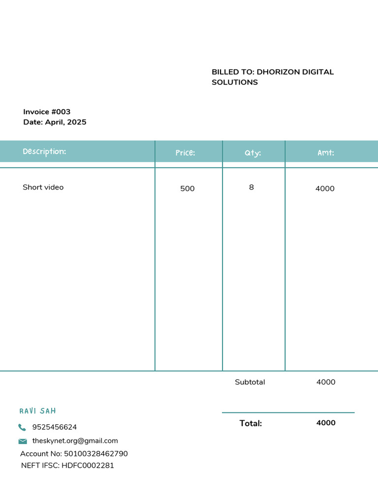 Invoice Video Editing | PDF