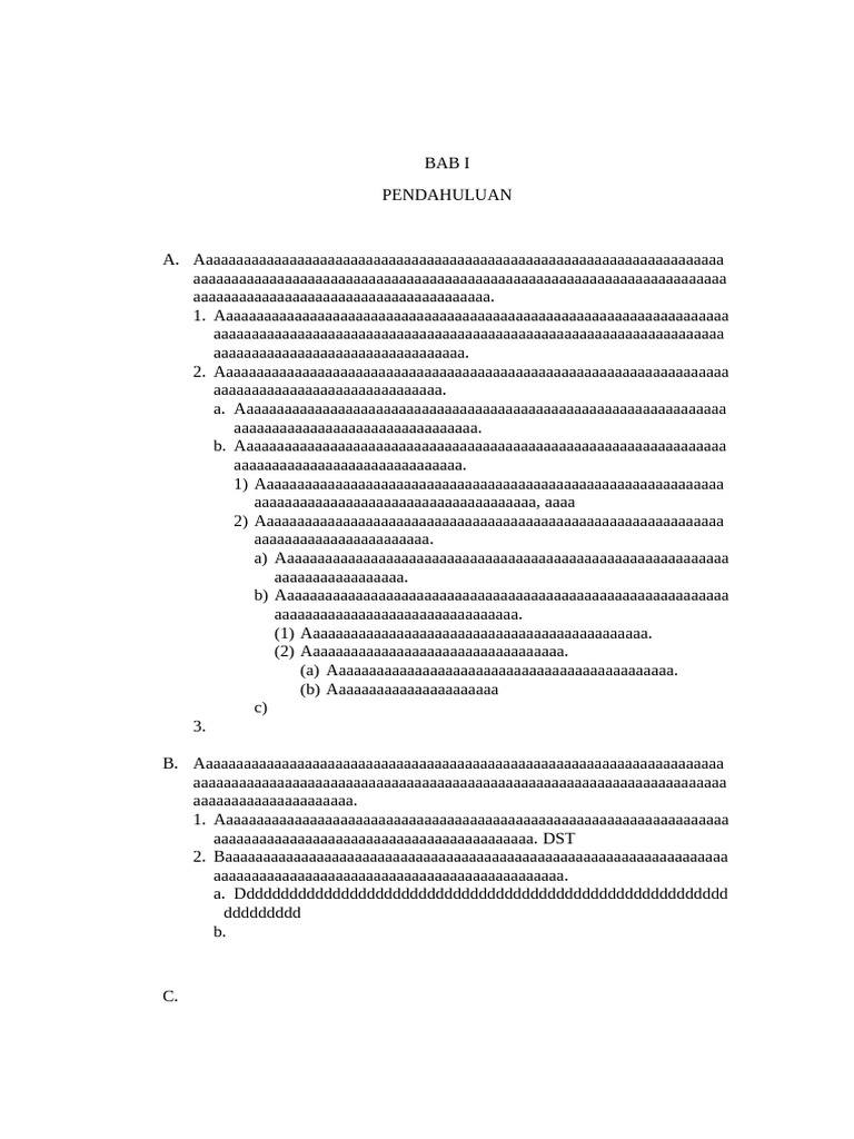 Pengetikan BAB, SUB BAB Yang Benar | PDF