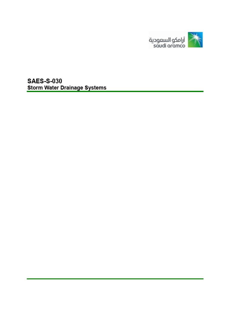 Saes-S-030 - Strom Water Drainage System | PDF | Storm Drain | Stormwater