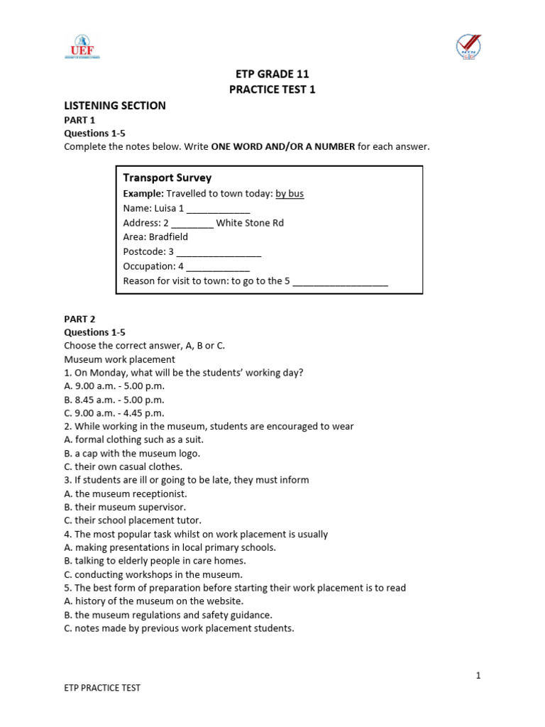 ETP Practice Test - Grade 11 - 11.23 | PDF | Marriage | Divorce