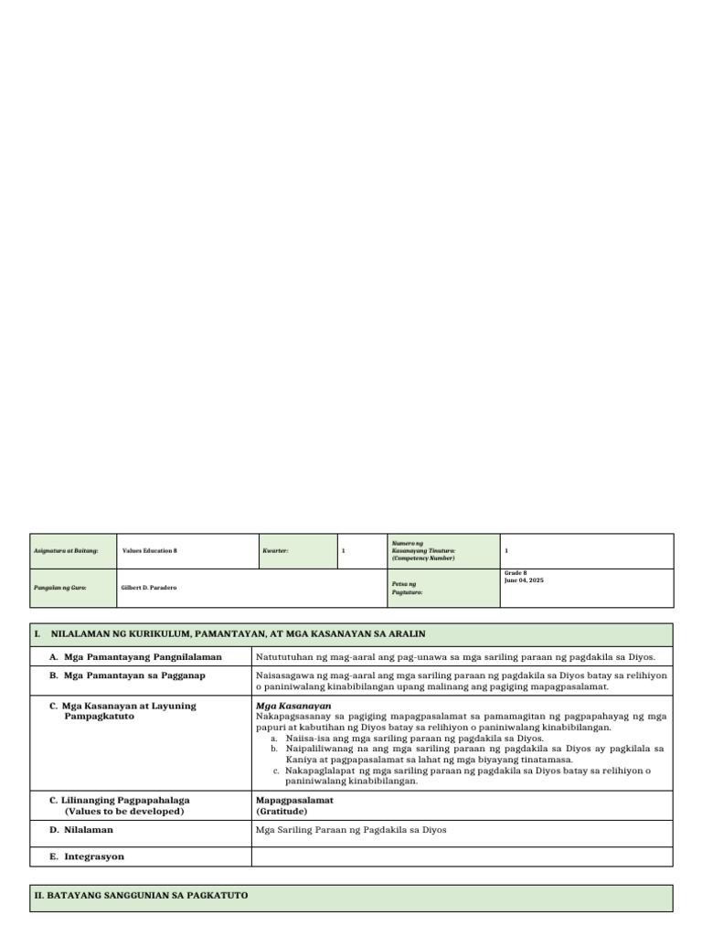 Q1 LE VE 8 Lesson 5 Week 5 | PDF