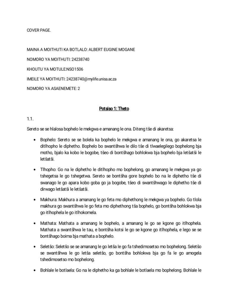 Nso1506 Assignment 2 Albert Eugine Mogane | PDF