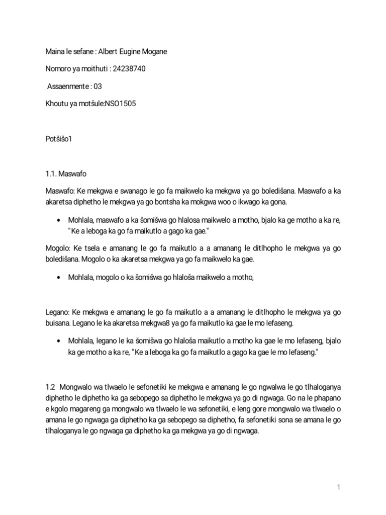 Assignment 3 NSO1505 Mogane Albert Eugine | PDF
