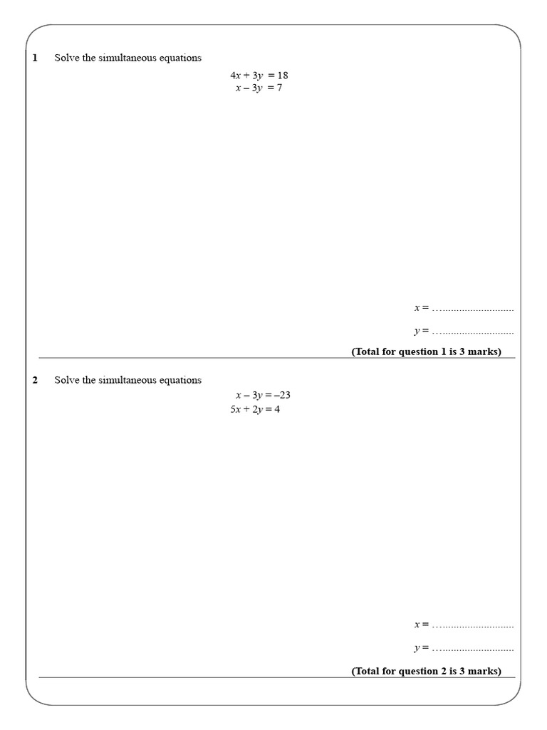Solve Simultaneous Equations Guide | PDF