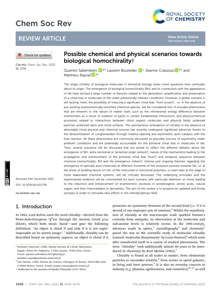 Chem Soc Rev: Review Article | PDF | Physical Sciences | Chemistry