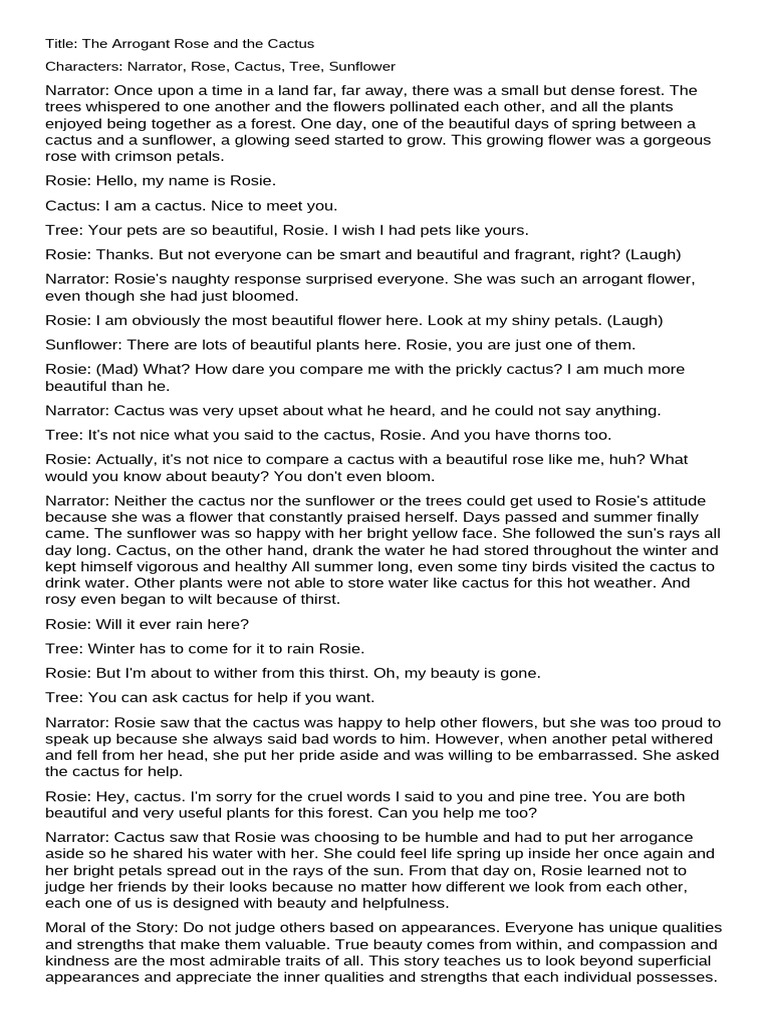 The Arrogant Rose's Lesson | PDF | Flowers | Petal