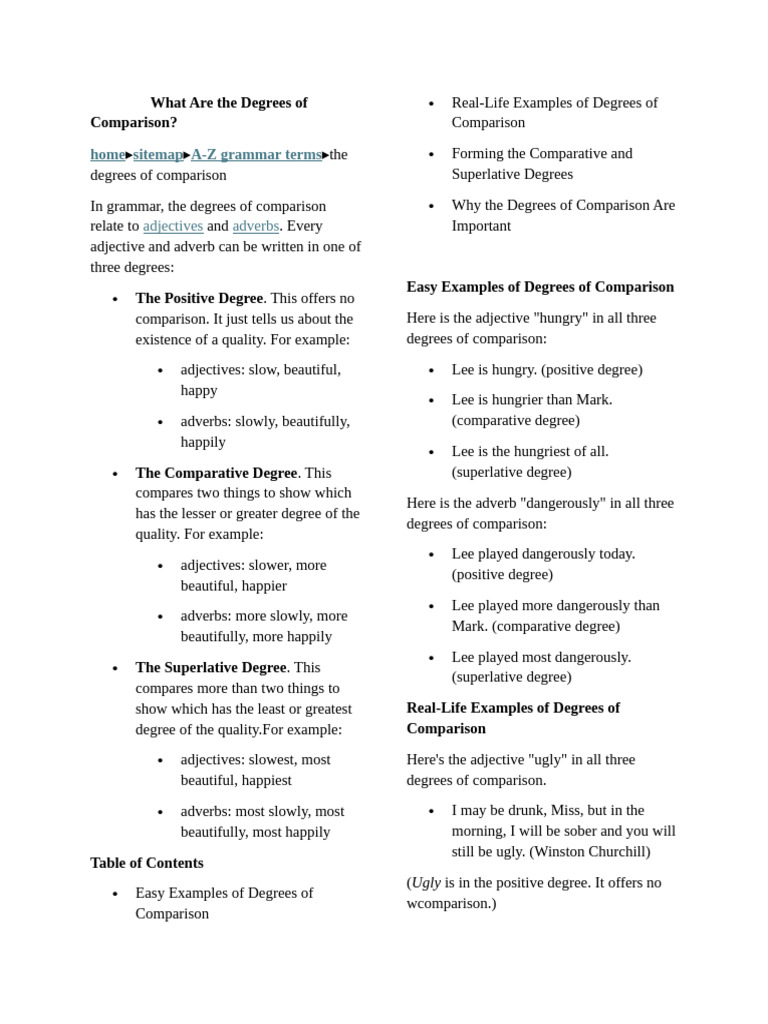 What Are The Degrees of Comparison | PDF | Adjective | Linguistics