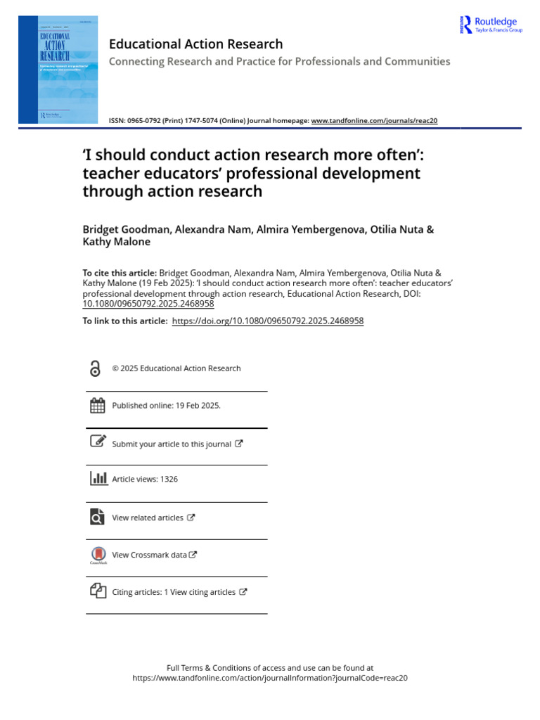 I Should Conduct Action Research More Often Teacher Educators ...