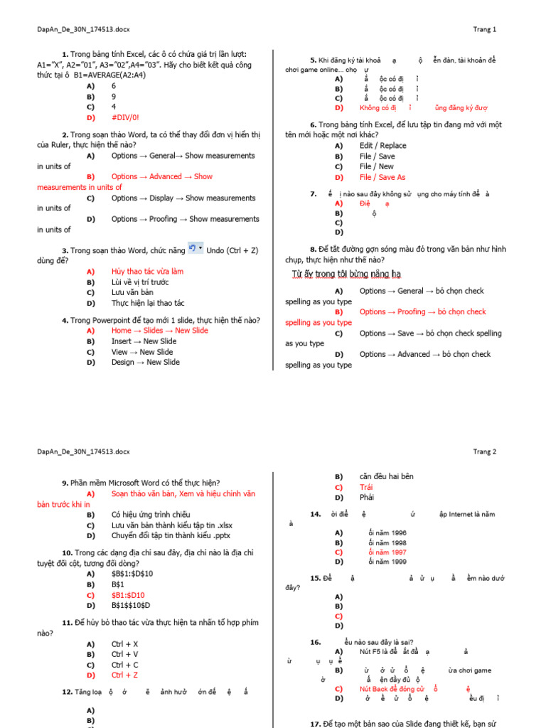 DapAn de 30N 174513 | PDF